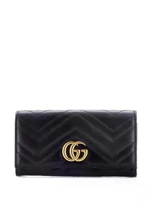 Gucci Gg Marmont Continental Wallet Matelasse Leather Small Wallets - Black
