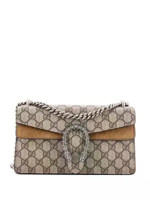 Gucci Dionysus Gg Coated Canvas Small Shoulder Bag With Crystal Embellishments - Brown