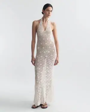 NILI LOTAN Eddie Knit Halter Maxi Dress