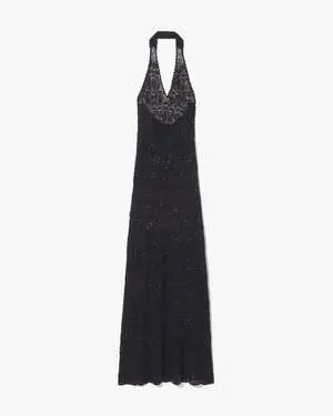 NILI LOTAN Eddie Knit Halter Maxi Dress