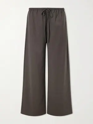 ST. AGNI Everyday Wool-blend Wide-leg Pants - Brown