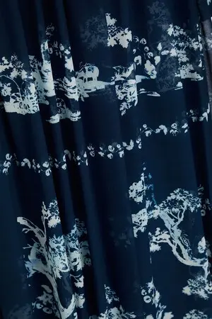 Erdem Printed Silk-voile Gown - Navy