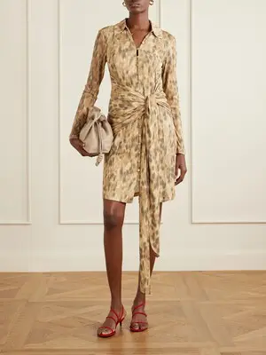 GANNI Marl Printed Mesh Midi Dress