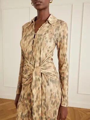 GANNI Marl Printed Mesh Midi Dress