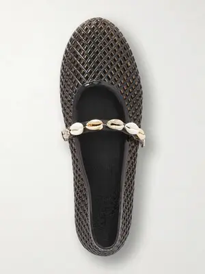 ANCIENT GREEK SANDALS Iro Shell-embellished Flats - Black