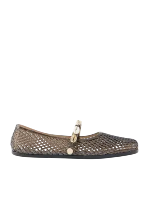 ANCIENT GREEK SANDALS Iro Shell-Embellished Flats Gray