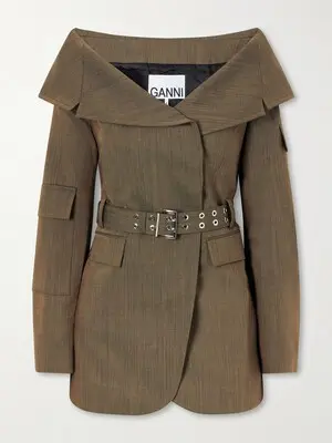 GANNI Belted Wool Blazer