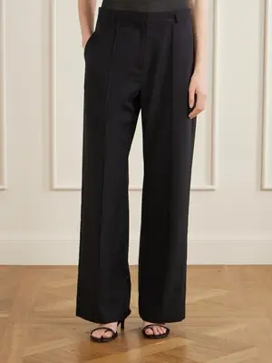 ST. AGNI Pleated Pinstriped Wide-leg Pants