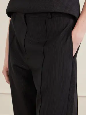 ST. AGNI Pleated Pinstriped Wide-leg Pants