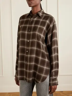 SSSTEIN Checked Lyocell-blend Gauze Shirt