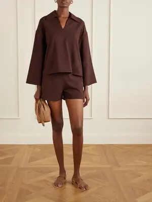 Tove Poplin Relaxed Shorts - Brown