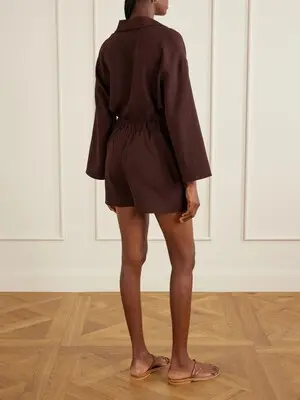 Tove Poplin Relaxed Shorts - Brown
