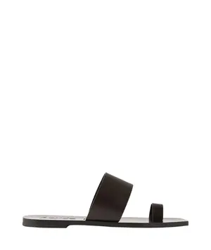 AeydĒ Sibel Leather Flat Sandals - Brown
