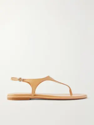 AeydĒ Raine Leather Thong Sandals Neutrals