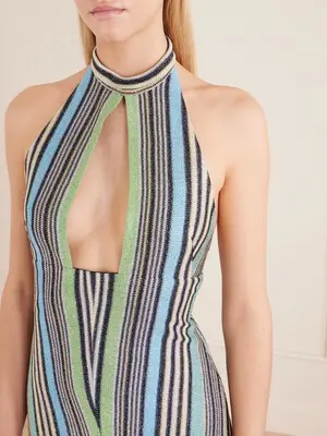 Missoni Striped Metallic Crochet-knit Maxi Dress - Blue