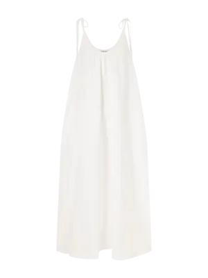 ANINE BING Flora Gathered Lyocell And Linen-blend Maxi Dress - White