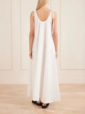 ANINE BING Flora Gathered Lyocell And Linen-blend Maxi Dress - White