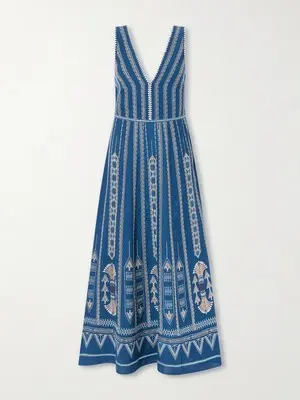 EMPORIO SIRENUSE Nellie Embroidered Maxi Dress - Blue