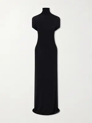 COLLEEN ALLEN Open-back Jersey Turtleneck Gown - Black