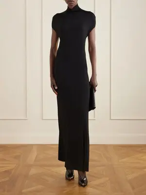 COLLEEN ALLEN Open-back Jersey Turtleneck Gown - Black