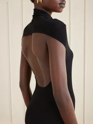 COLLEEN ALLEN Open-back Jersey Turtleneck Gown - Black