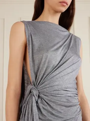 Alex Perry Knotted Draped Ruched Jersey Mini Dress