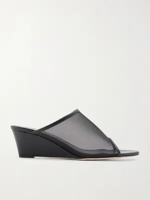 AeydĒ Suzanne Mesh Wedge Sandals - Black