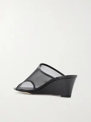AeydĒ Suzanne Mesh Wedge Sandals - Black