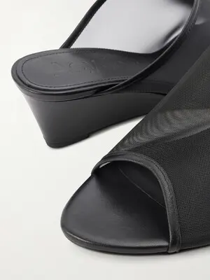AeydĒ Suzanne Mesh Wedge Sandals - Black