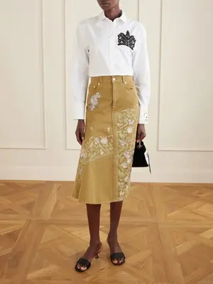 Erdem Embellished Lace-trimmed Organic Cotton-poplin Shirt