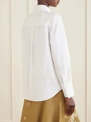 Erdem Embellished Lace-trimmed Organic Cotton-poplin Shirt