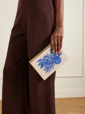 OLYMPIA LE-TAN Sea Garden Embroidered Clutch - Neutrals