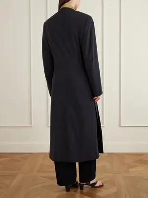 LEMAIRE Wool-crepe Wrap-over Coat - Black