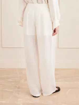 TWP Carries Linen And Silk-blend Wide-leg Pants - Neutrals