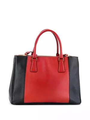 Prada Bicolor Double Zip Lux Saffiano Leather Medium Tote Bag