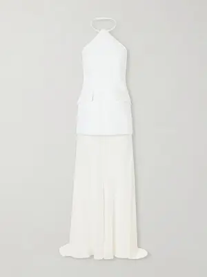 Sportmax Silk-blend Chiffon And Crepe Halterneck Maxi Dress