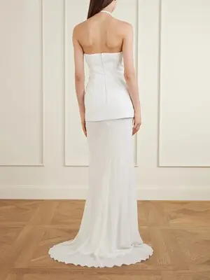 Sportmax Silk-blend Chiffon And Crepe Halterneck Maxi Dress