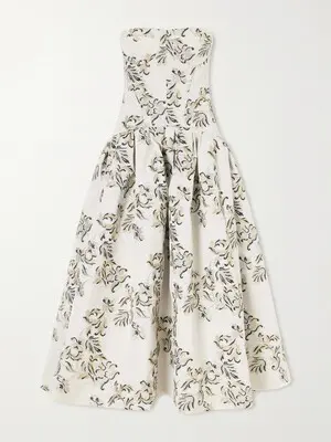 Carolina Herrera Strapless Metallic Floral-jacquard Gown