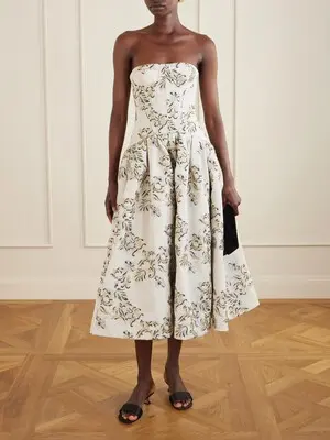 Carolina Herrera Strapless Metallic Floral-jacquard Gown