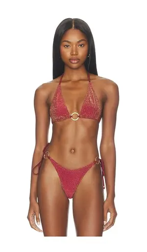 KULANI KINIS X Ring Halter Bikini Top - Cinnamon
