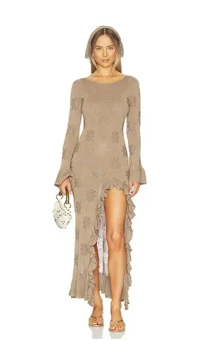 ASTA RESORT Rafaella Split Dress In Metallic Bronze - Cedar