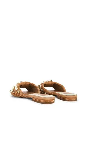 Dolce Vita Lizza Embellished Raffia Sandal - Toffee