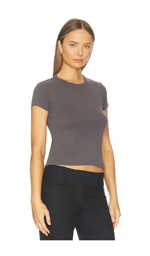 ST. AGNI Cropped Baby Tee - Soot