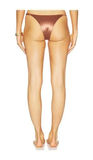 ISA BOULDER Weavestring Bikini Bottom In Metallic Bronze