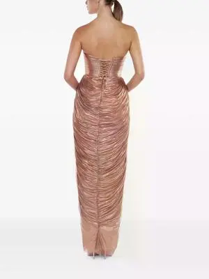 ARAFTU Pleated Metallic-finish Dress