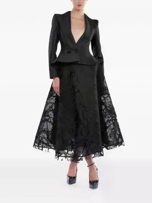 ARAFTU Peplum Lace-patterned Gown - Black