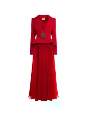 ARAFTU Crystal-embellished Peplum Gown - Red