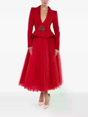ARAFTU Peplum Tulle-panel Dress - Red