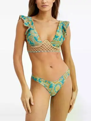 DEL MAAR Paisley Ruffled Bikini Top