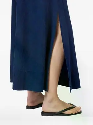 Closed Gathered Slit Maxi Skirt - Blue